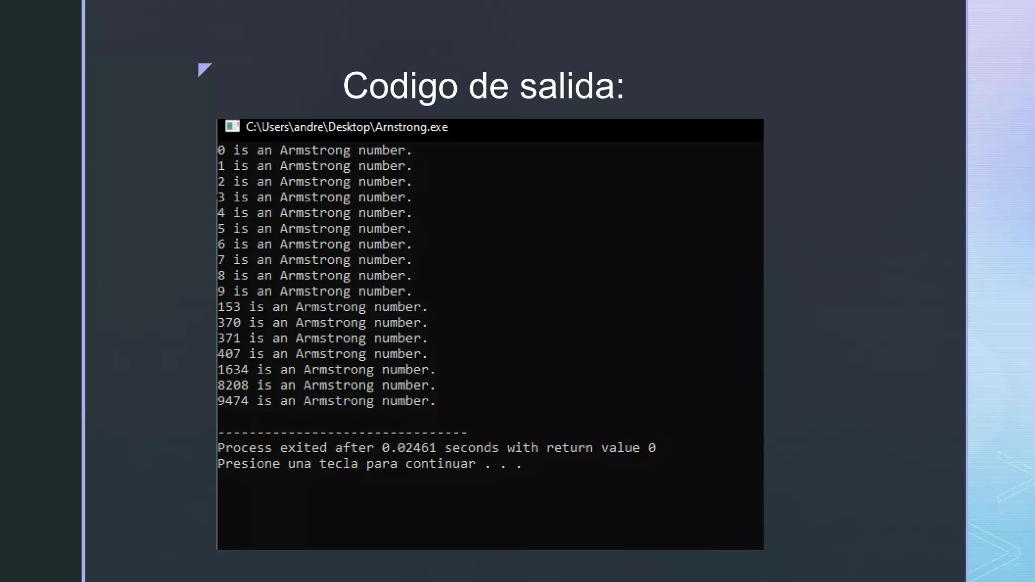 Numeros de armstrong en c programacion estructurada | PPTX