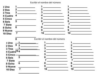 Escribir Numeros En Palabras Del 1 Al 10