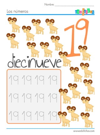 Numeros del 1 al 19 dibujos | PDF