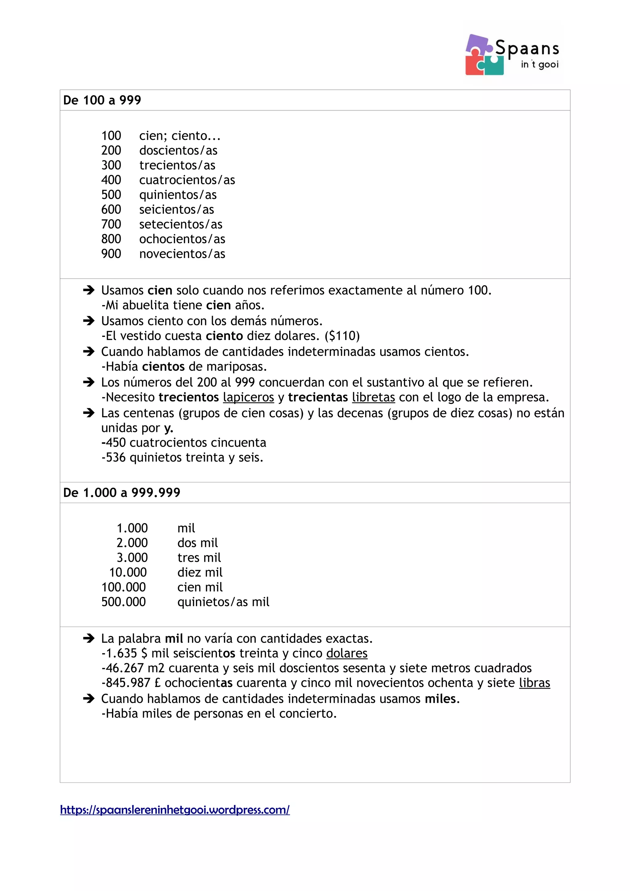 Los números cardinales: uno, dos, tres... | PDF