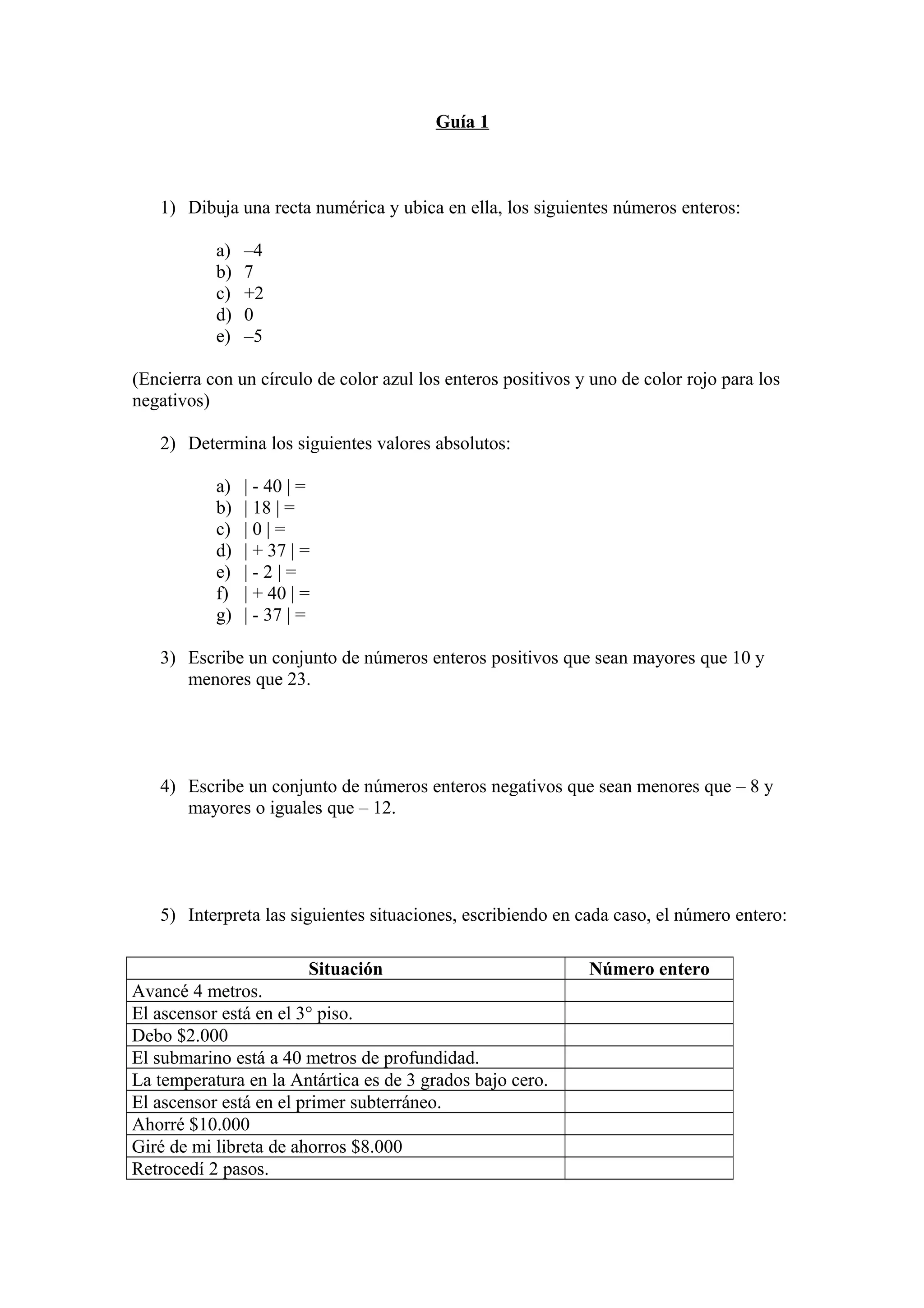 Numeros enteros | DOC