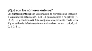 Introduccion a los numeros enteros primero de secundaria | PPTX