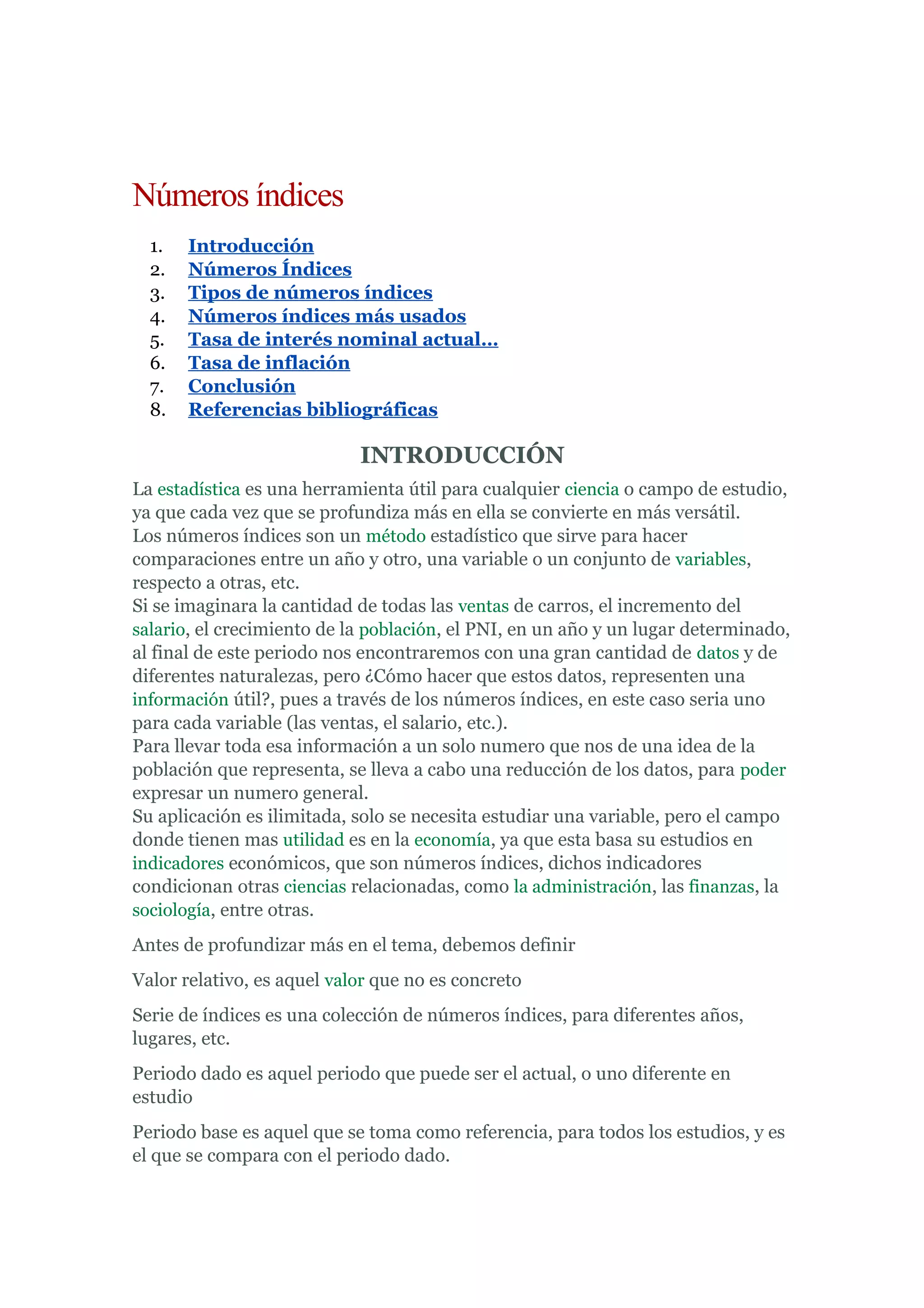 Numeros indices | DOC