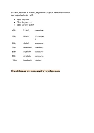 Numeros ordinales en ingles | PDF