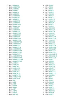 Numeros romanos del 1 al 5000 | DOCX