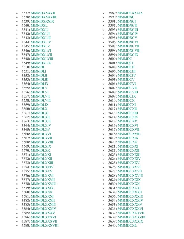 Numeros romanos del 1 al 5000 | DOCX | Rail Travel | Travel Type