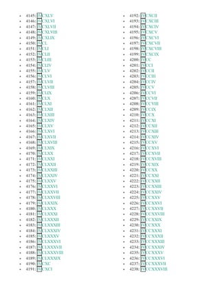 Numeros romanos del 1 al 5000 | DOCX