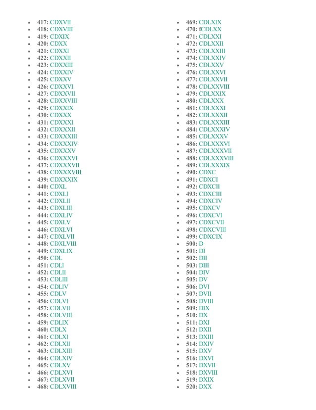 Numeros romanos del 1 al 5000 | DOCX | Rail Travel | Travel Type