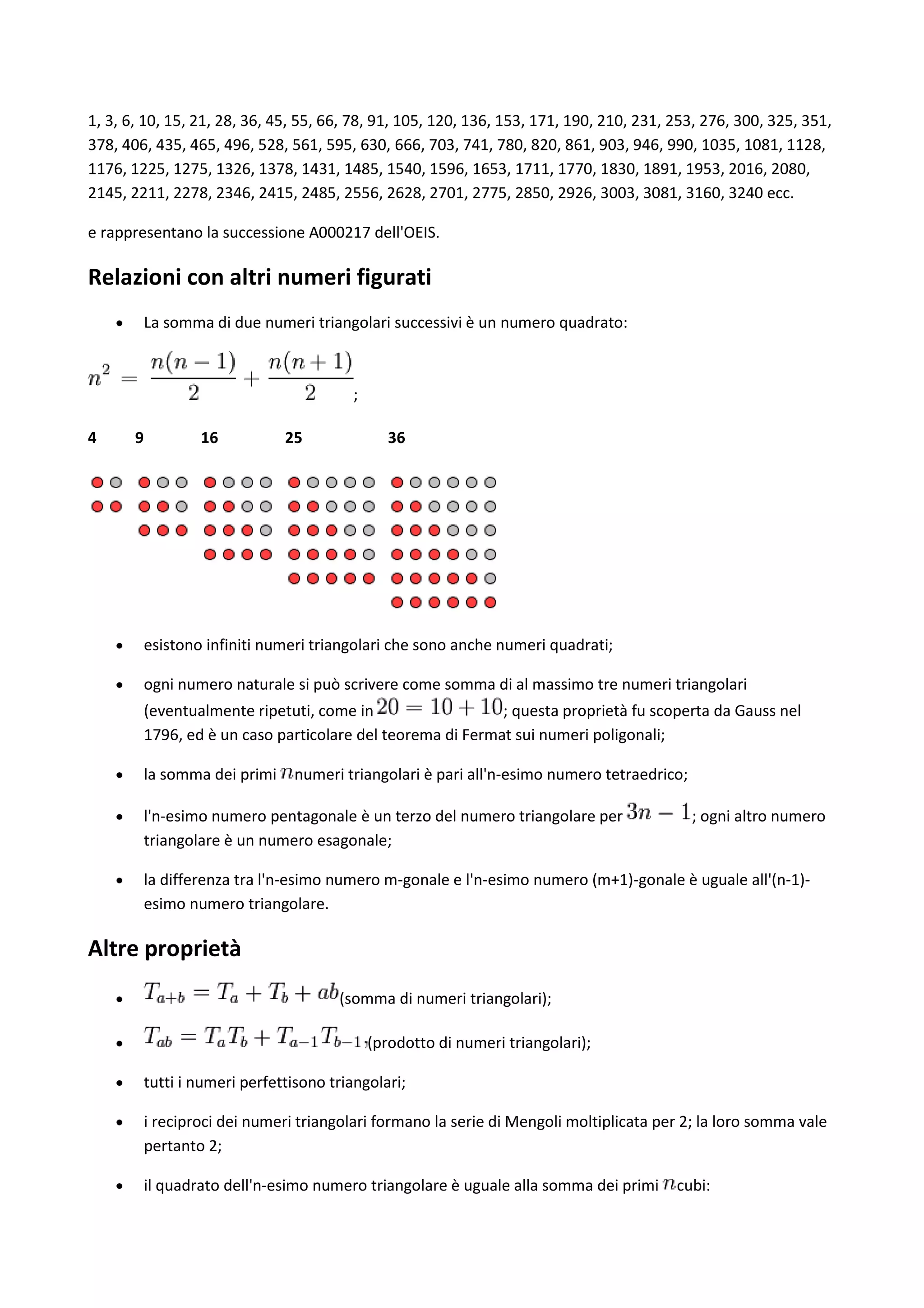 Numero triangolare | DOCX