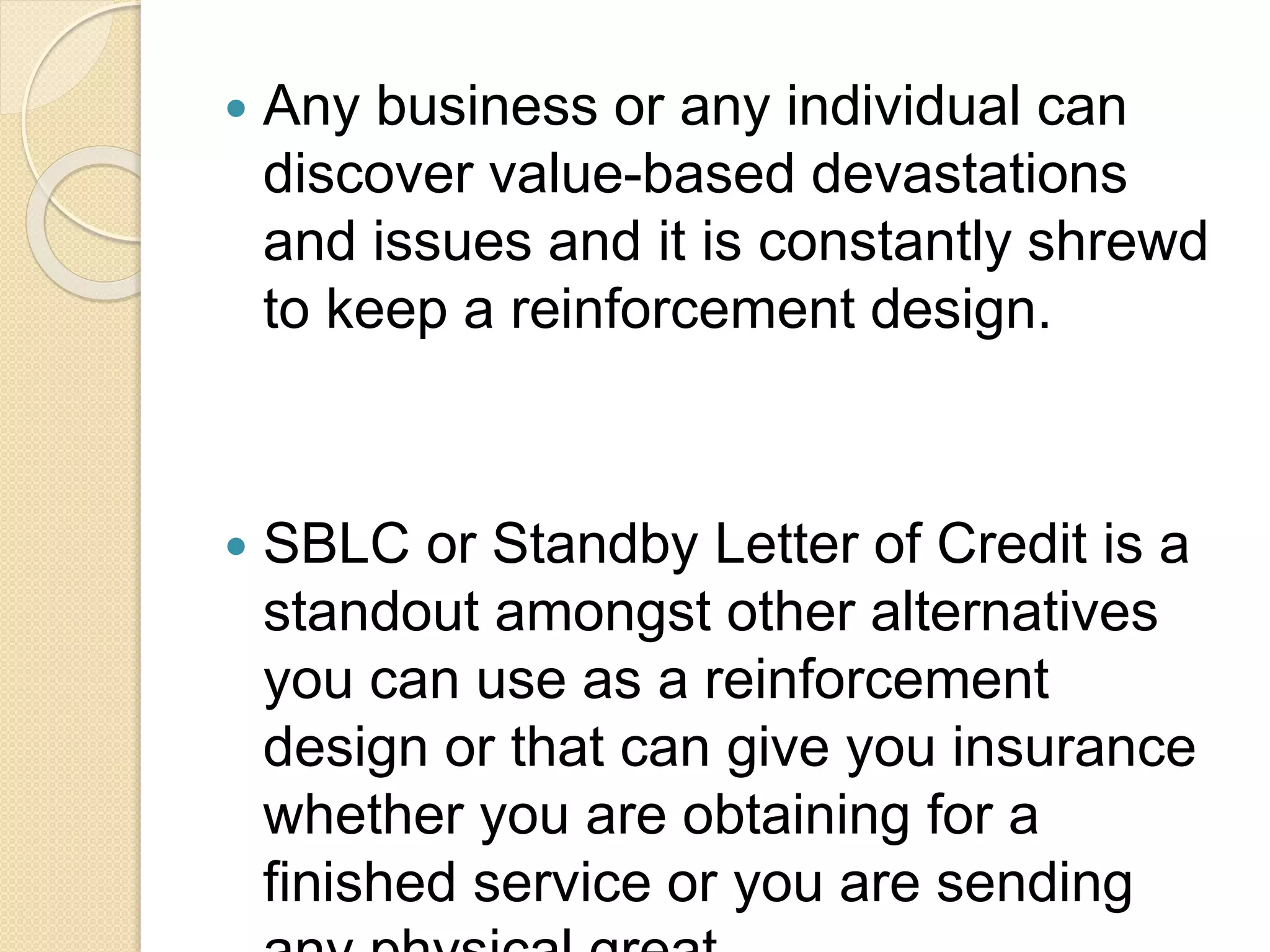 Numerous Advantages of the SBLC Standby Letter of Credit | PPTX