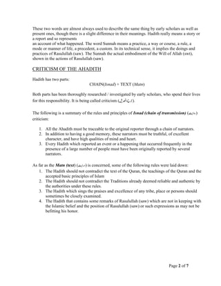 NUML ISLAMIC STUDIES NOTES LECTURE 07 Intro to Hadeeth.pdf