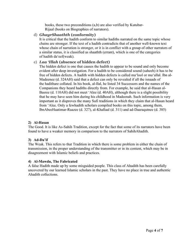 NUML ISLAMIC STUDIES NOTES LECTURE 07 Intro to Hadeeth.pdf