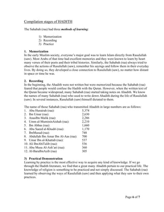 NUML ISLAMIC STUDIES NOTES LECTURE 07 Intro to Hadeeth.pdf