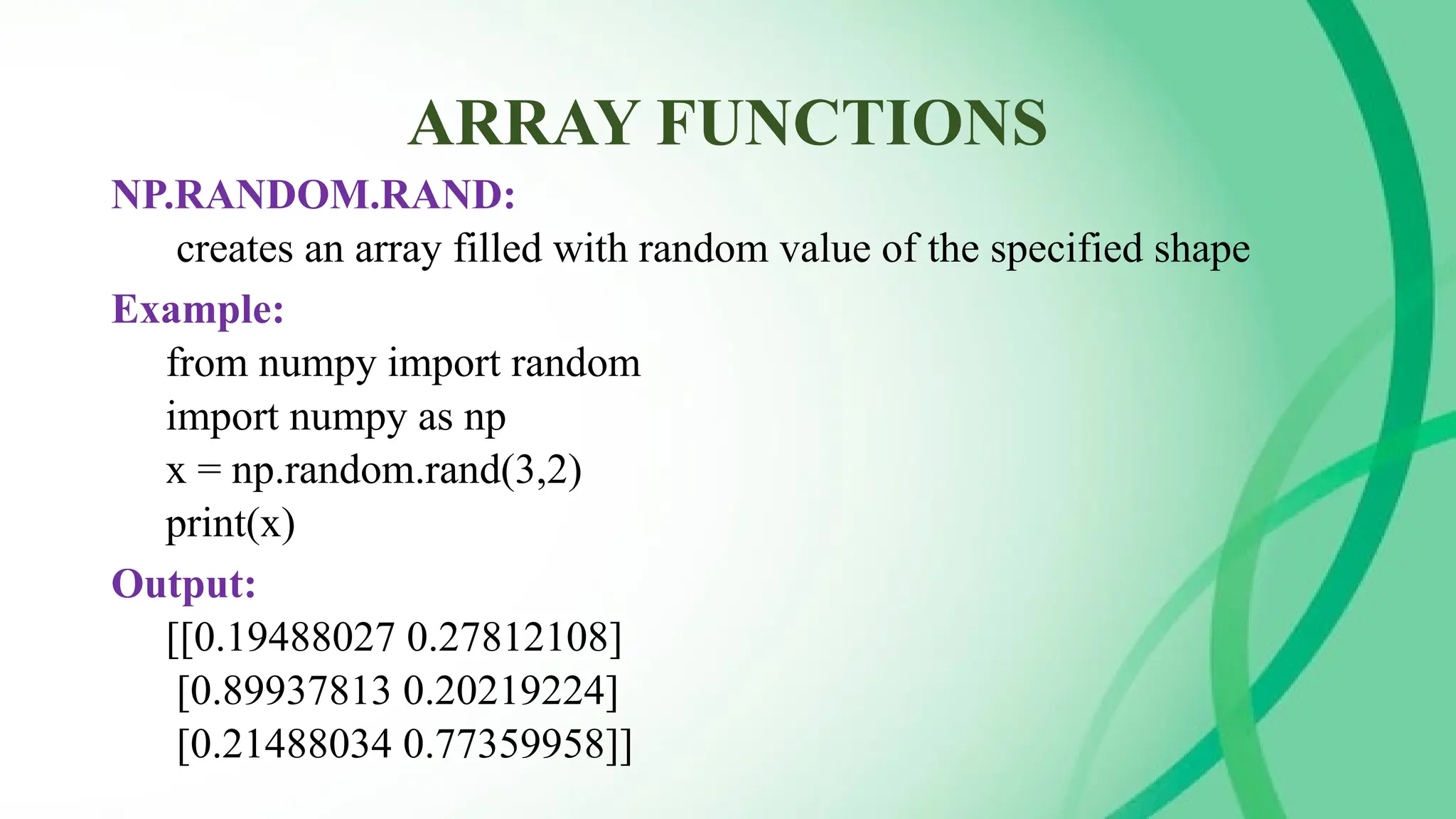 Creating Numpy Arrays In Python With An Example Ppt