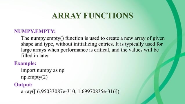 Creating Numpy Arrays In Python With An Example Ppt