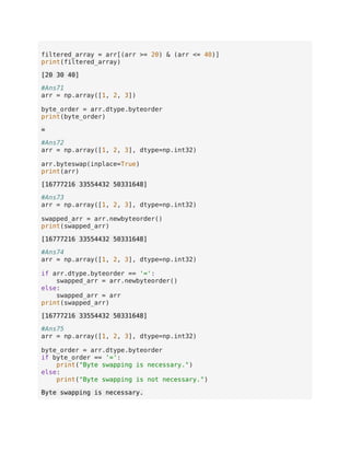 Numpy questions with answers and practice | PDF