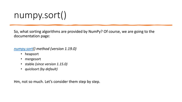 NumPy sorting (and dancing and memes): a short review for students | PPT