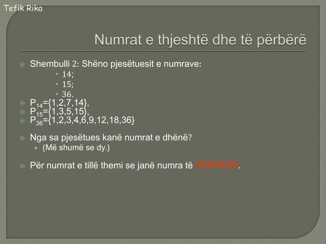 Numrat e thjeshrte dhe te perbere. | PPSX