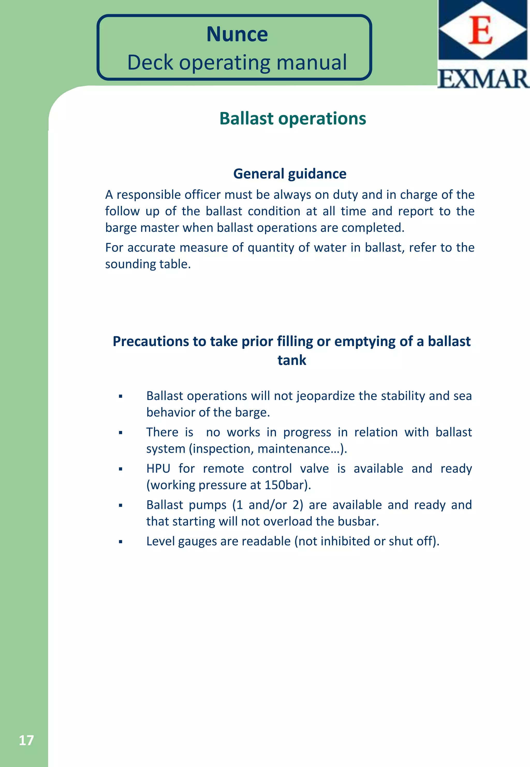 Nunce deck operating manual project | PPTX