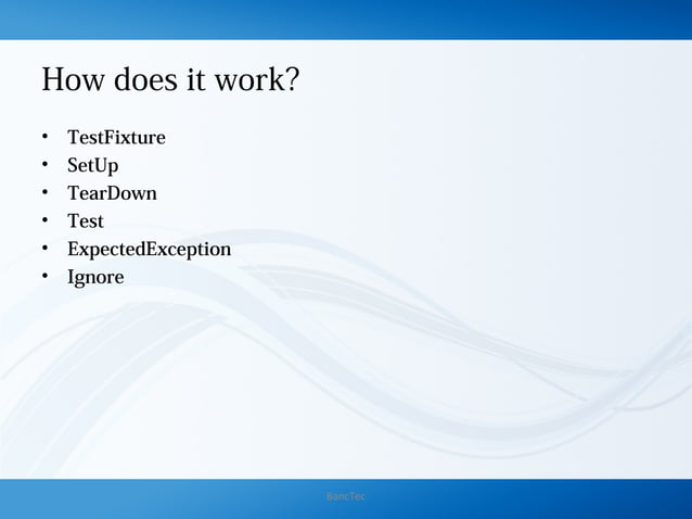 Nunit | PPT | Computing | Technology & Computing