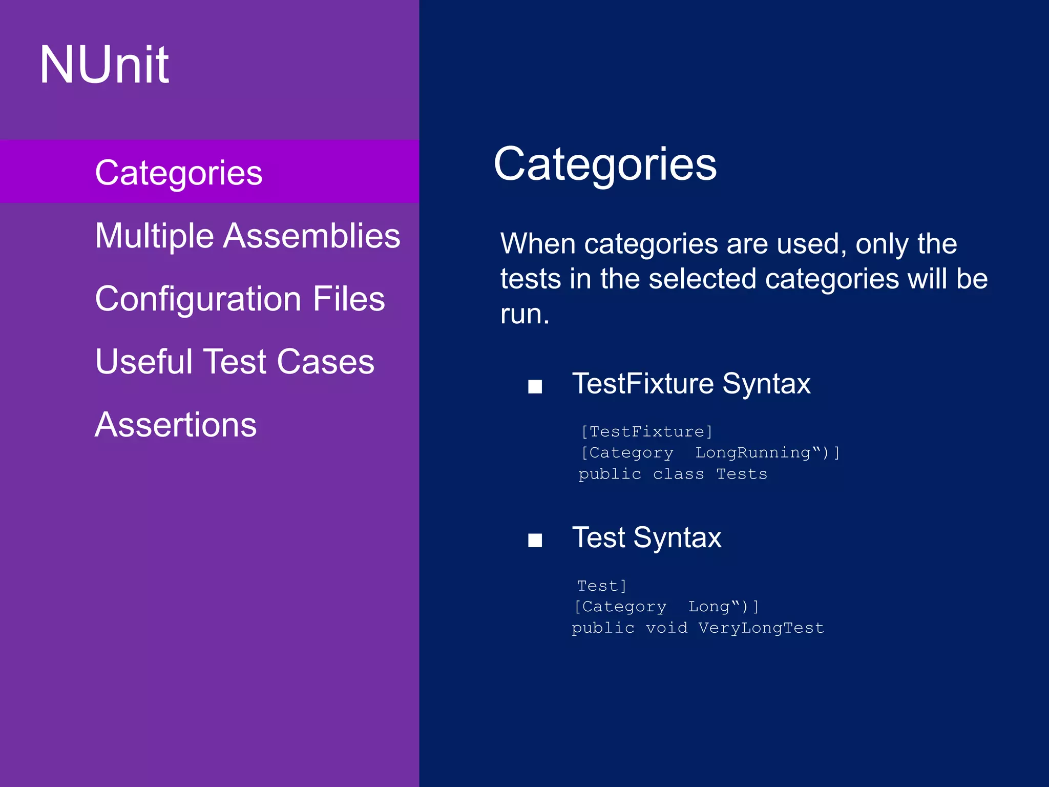 NUnit Features Presentation | PPTX
