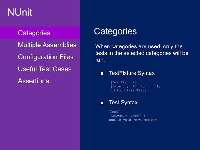 NUnit Features Presentation | PPTX