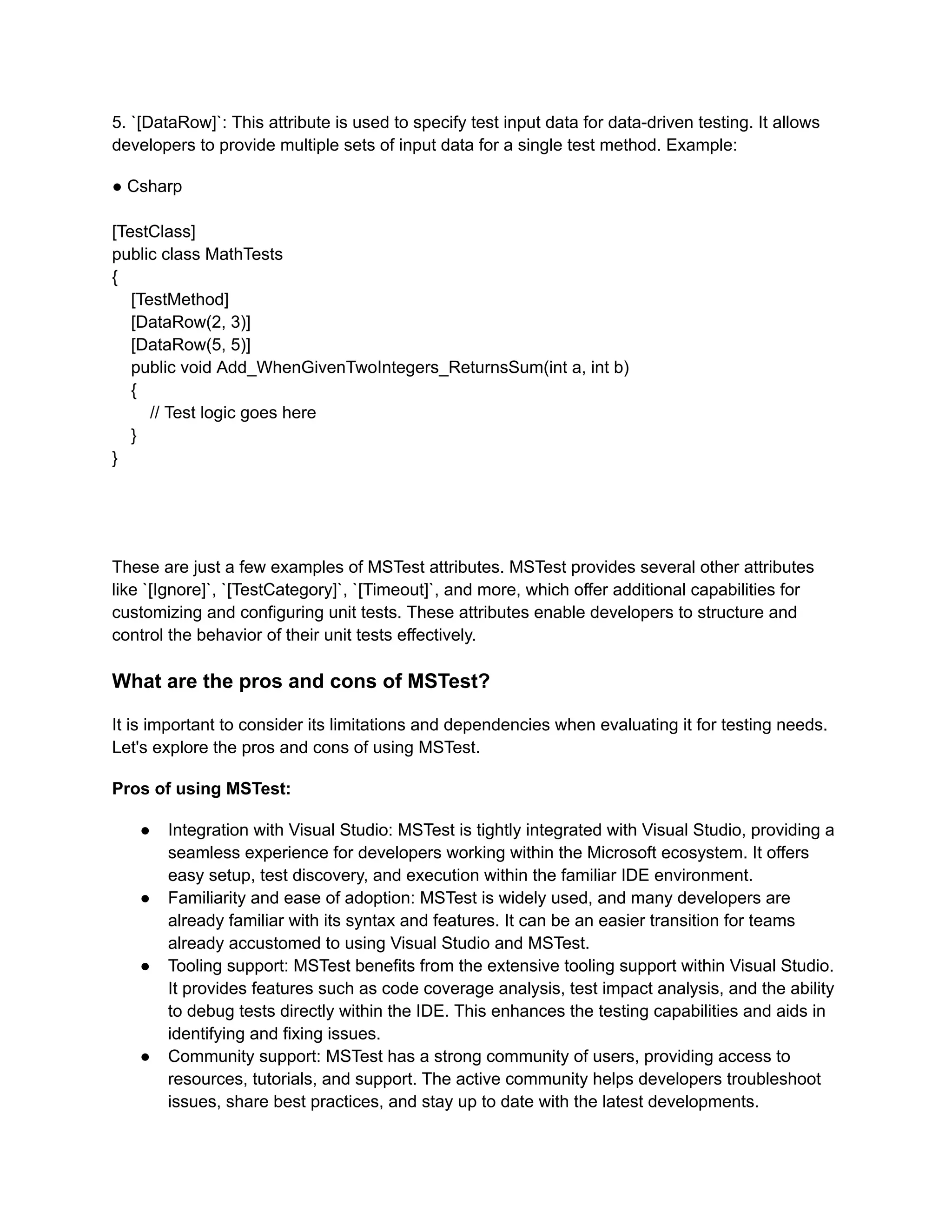 Nunit Vs Xunit Vs Mstest Differences Between These Unit Testing Frameworkspdf 