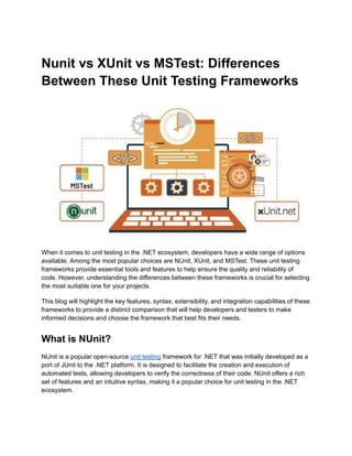 Nunit vs XUnit vs MSTest Differences Between These Unit Testing ...
