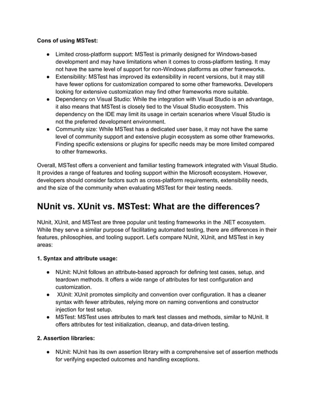 Nunit Vs Xunit Vs Mstest Differences Between These Unit Testing