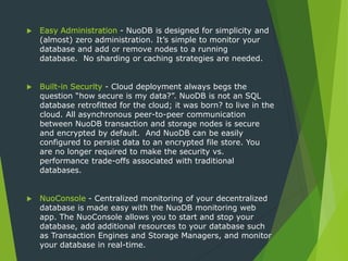 Introduction to NuoDB | PPTX | Databases | Computer Software and Applications