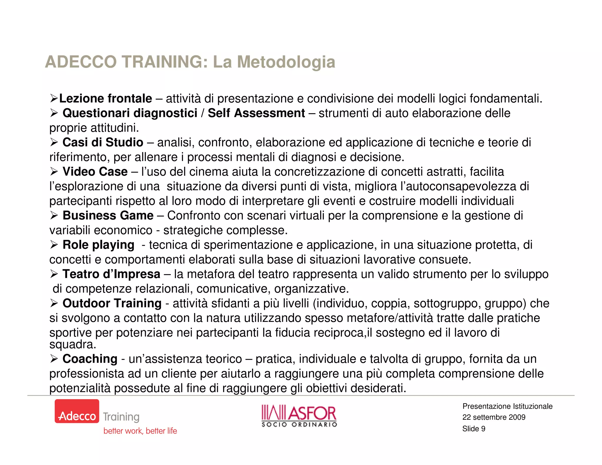 Presentazione Adecco Training | PDF
