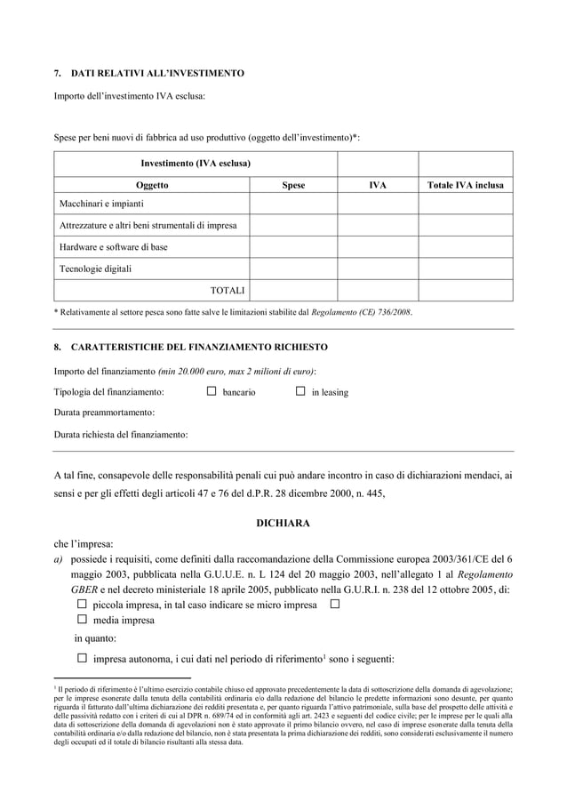Nuova Sabatini: modulo di domanda