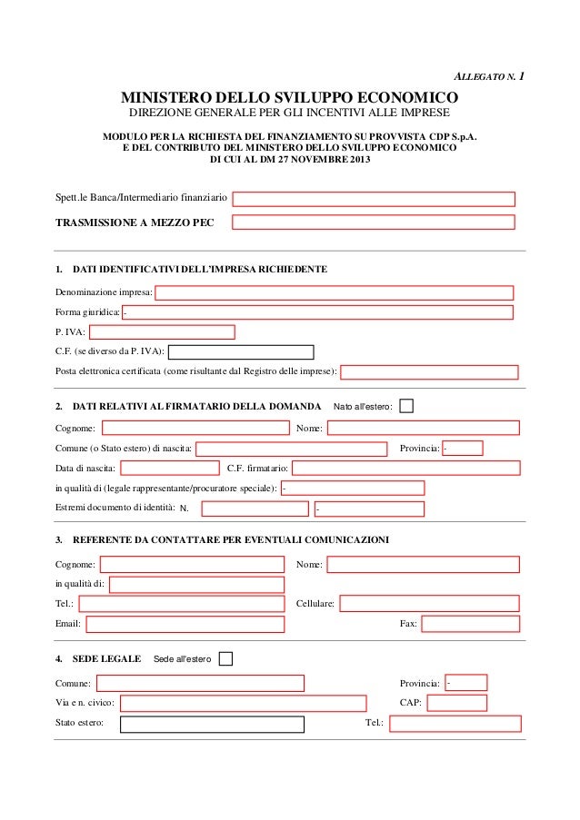 Nuova Sabatini Modulo Di Domanda