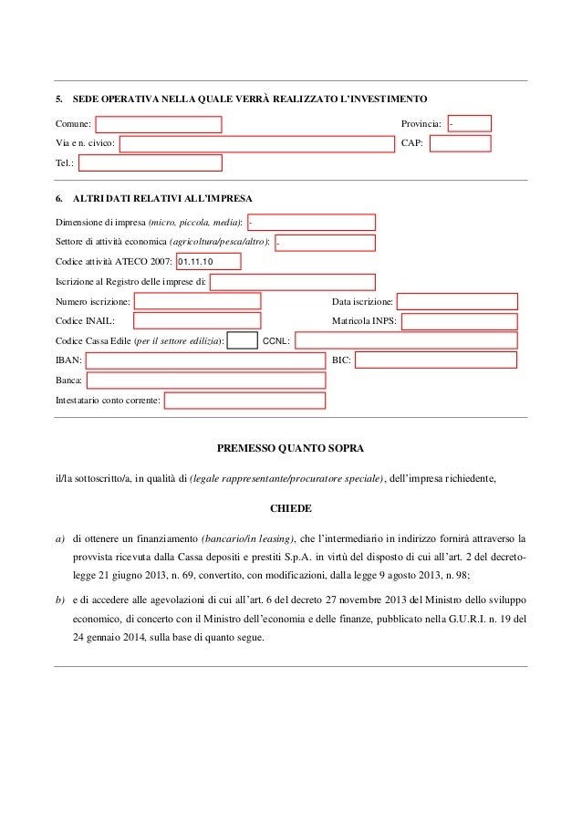 Nuova Sabatini Modulo Di Domanda