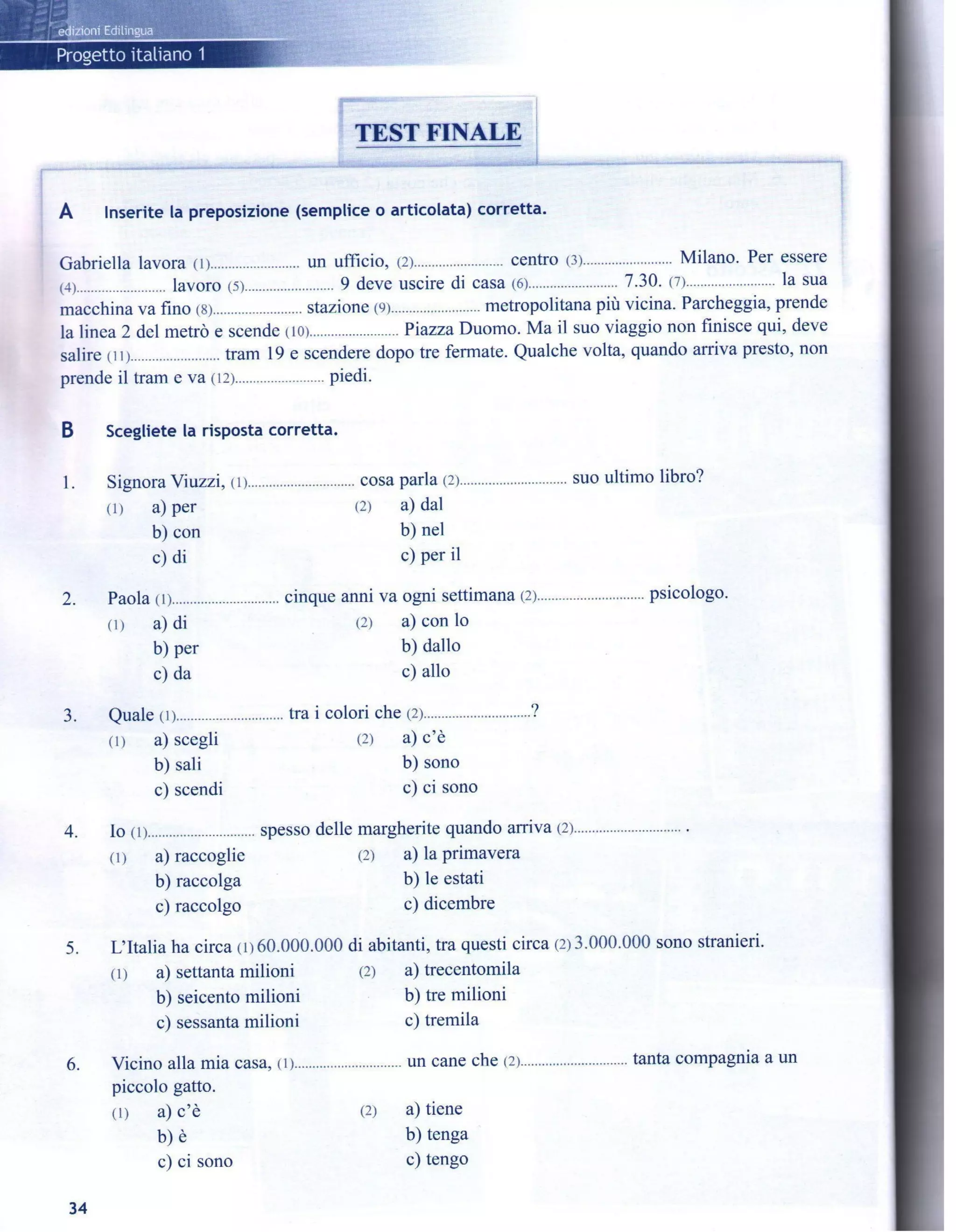 Quaderno degli esercizi - Nuovo progetto italiano 1 | PDF