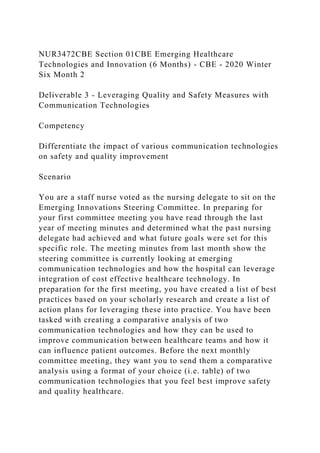 NUR3472CBE Section 01CBE Emerging Healthcare Technologies and Innova.docx