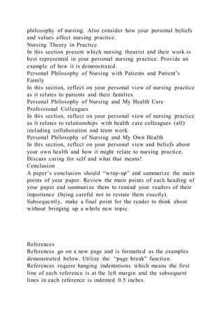 Nur3805 personal philosophy of nursing paper guideline rubr | DOCX