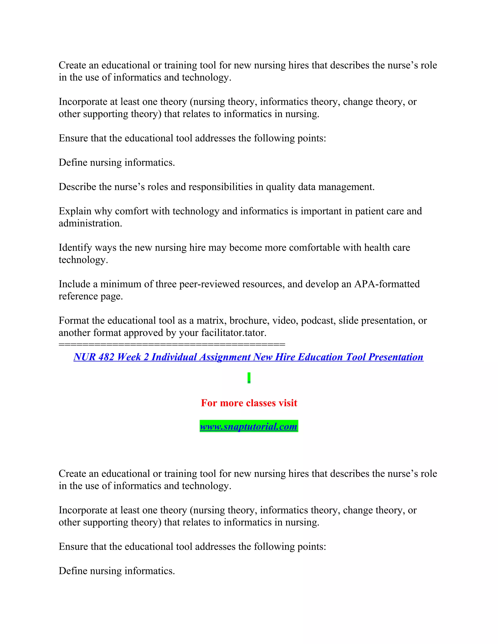 Nur 482 Massive Success / snaptutorial.com