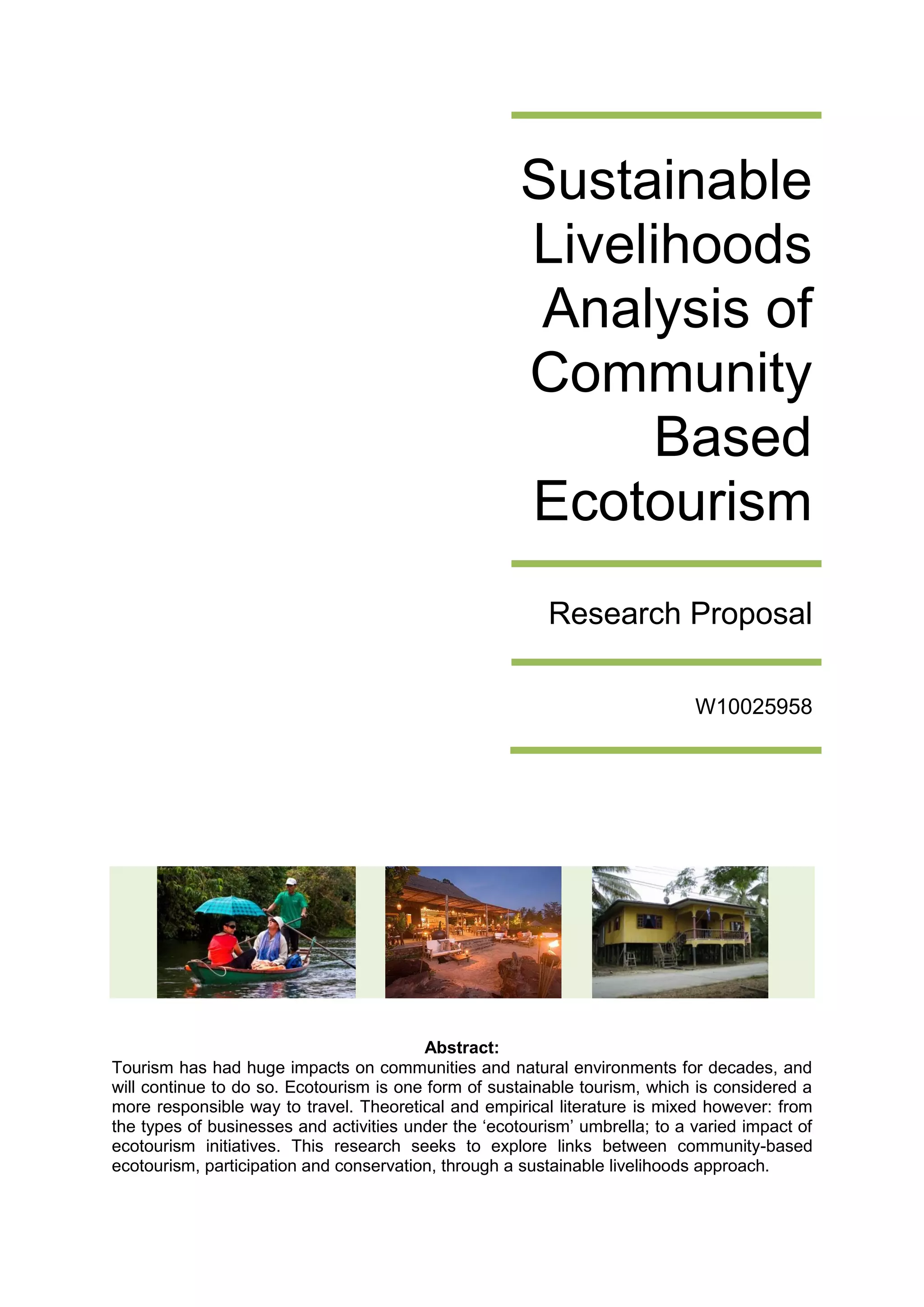Sustainable Livelihoods Analysis of Community Based Ecotourism ...