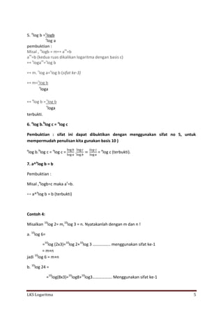 contoh LKS kelas X Bab LOGARITMA | PDF