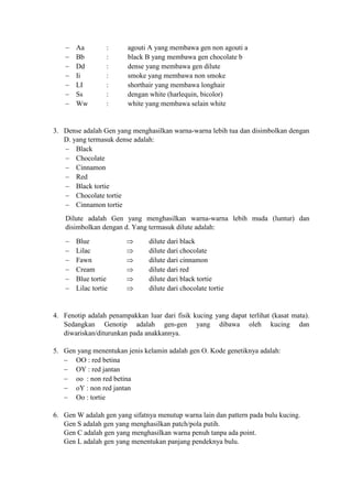 Kode Genetik Kucing | DOCX