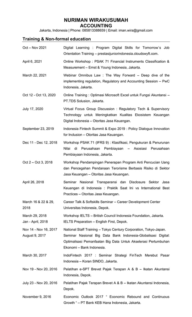 Nuriman W. Detailed timeline non formal education | PDF
