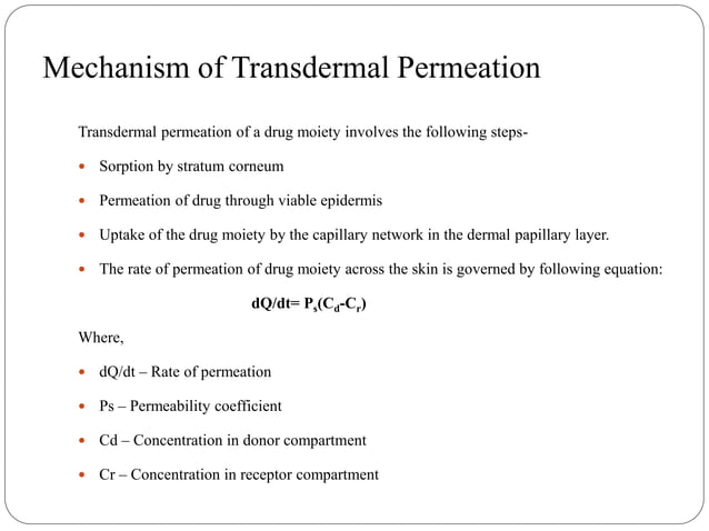 An Overview of Transdermal Drug Delivery System (TDDS) | PPT