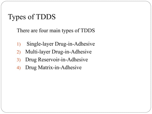 An Overview of Transdermal Drug Delivery System (TDDS) | PPT
