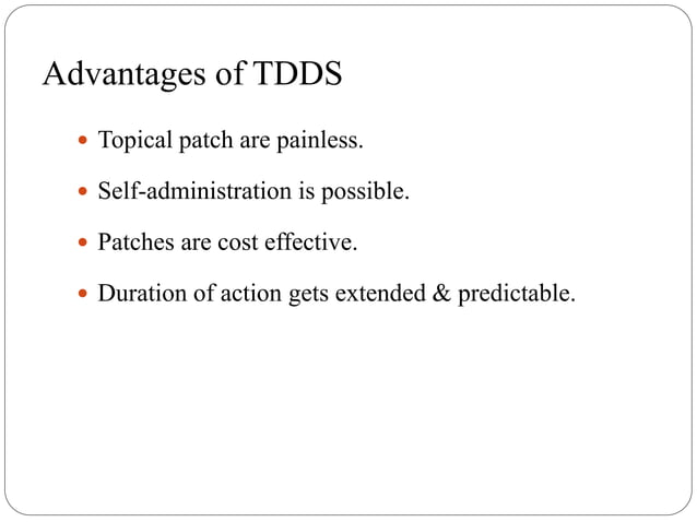 An Overview of Transdermal Drug Delivery System (TDDS) | PPT
