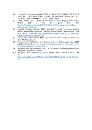 Jurnal pengaruh sistem operasi mobile android pada anak usia dini ...