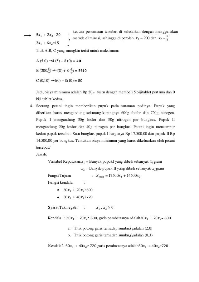 20 Contoh Soal Program Linear - Riset 20 Contoh Soal Program Linear - Riset