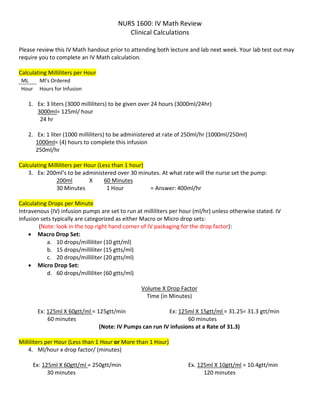 Nurs 1600 iv math review fall 2013 | PDF | Pharmaceutical Drugs ...