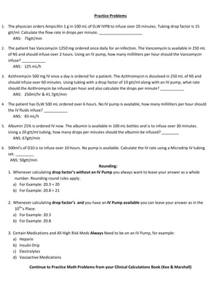 Nurs 1600 iv math review fall 2013 | PDF | Pharmaceutical Drugs ...