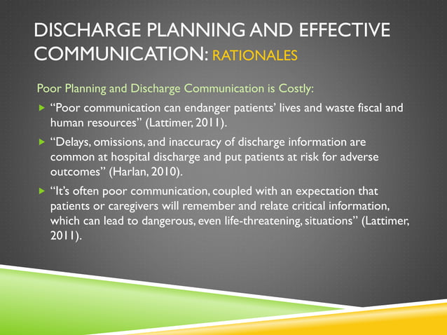 Nurs 465 wiki powerpoint (discharge) v.final (1) | PPT